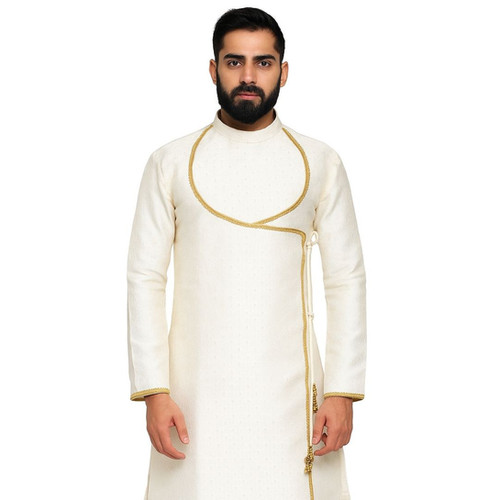 Shop White Mayura Peshwai Barabandi/Angarkha Kurta | Gore Ani Mandali