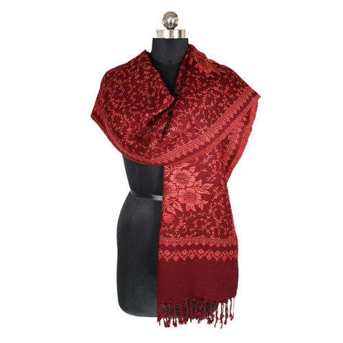 Shop Maroon Jari Shawl | Gore Ani Mandali