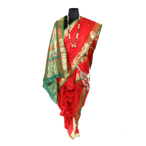 Shop Red Shagun Readymade Peshwai/Bramhani Nauvari Saree | Gore Ani Mandali