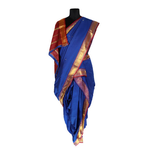 Shop Blue Belgavi Silk Readymade Peshwai/Bramhani Nauvari Saree | Gore ...