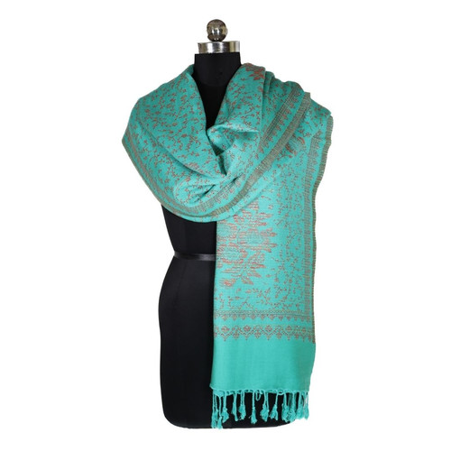 Shop Peacock Blue Jari Shawl | Gore Ani Mandali