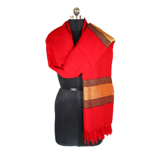 Shop Red Gurjari Shawl | Gore Ani Mandali