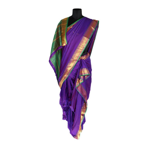 Shop Magenta Belgavi Silk Readymade Peshwai/Bramhani Nauvari Saree ...