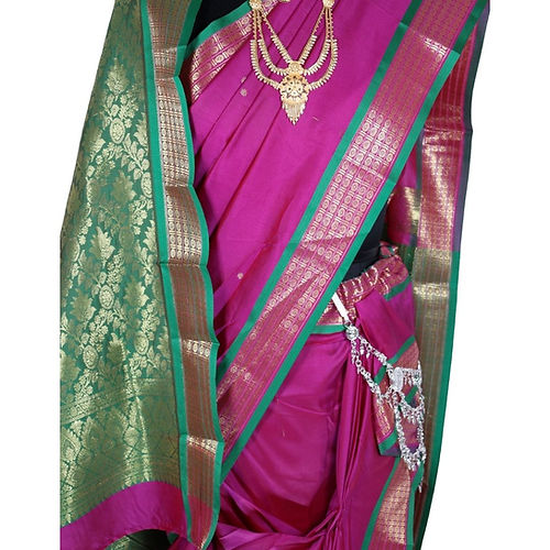 Shop Magenta Rudraksha Readymade Peshwai/Bramhani Nauvari Saree | Gore ...