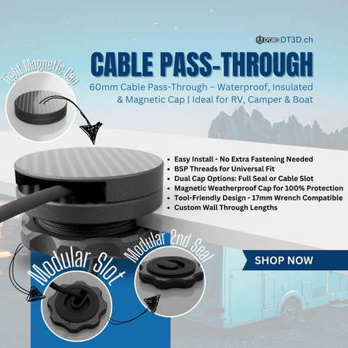 60mm Cable Pass-Through with Magnetic Cap | RV, Camper Van, Boat | BSP ...