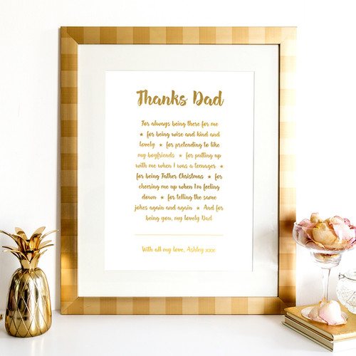 Thanks Dad Poem | Father Gift Print | Personalised Foil Print | The ...