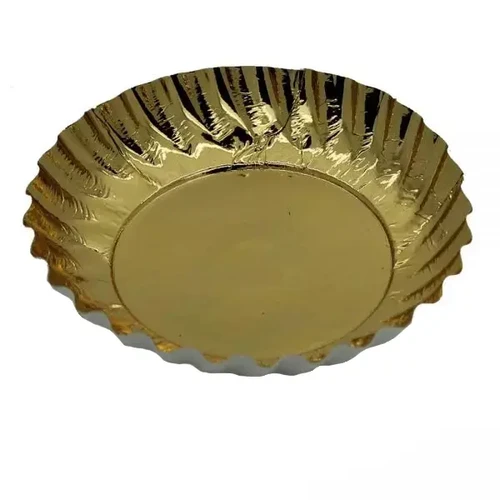 GOLD LAMINATED SWIRL PLATE /500 DIAM 3"7/8 | All Chef Supplies