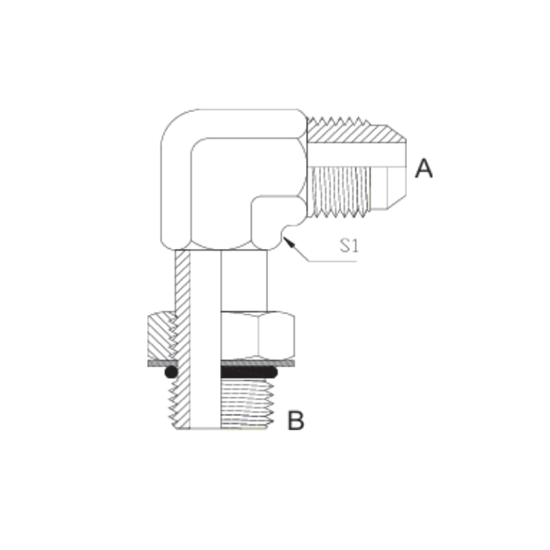 1JO9L JIC Male x UNO Male 90 Extended Elbow | Spot On Hose and Fittings