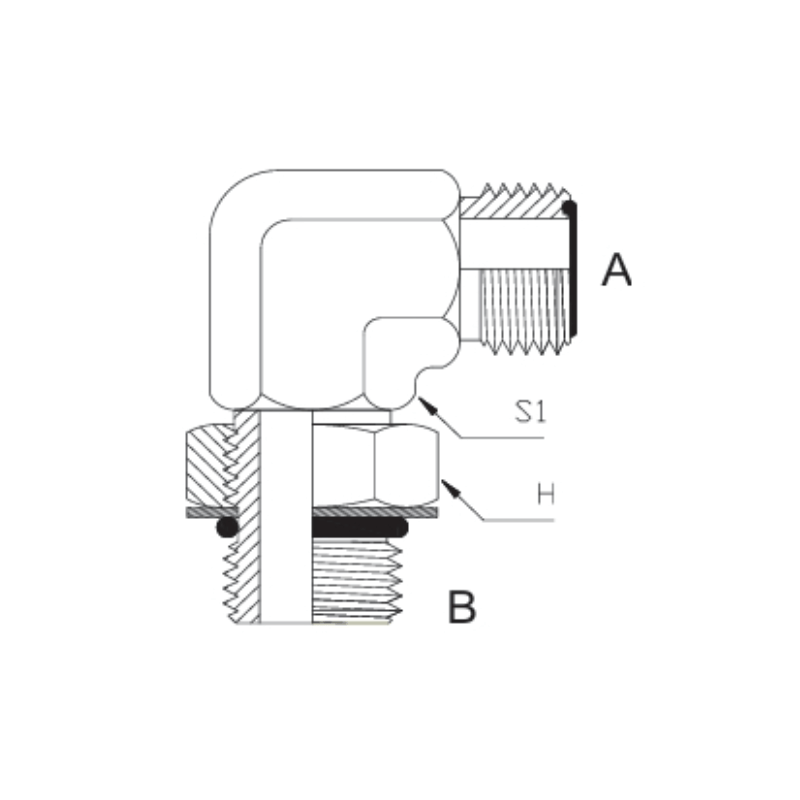 1FO9 ORFS Male x UNO Male 90 Elbow | Spot On Hose and Fittings