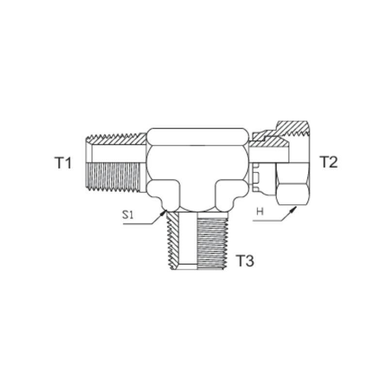 A3T BSPT Male x BSPP Female Run Tee | Spot On Hose and Fittings