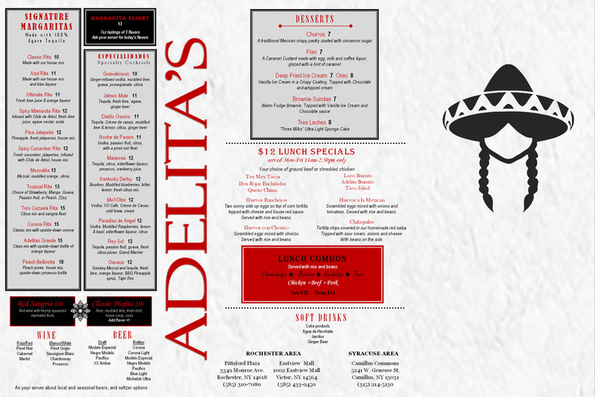 Menus | Adelitas Mexican