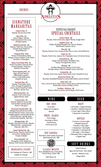 Menus | Adelitas Mexican