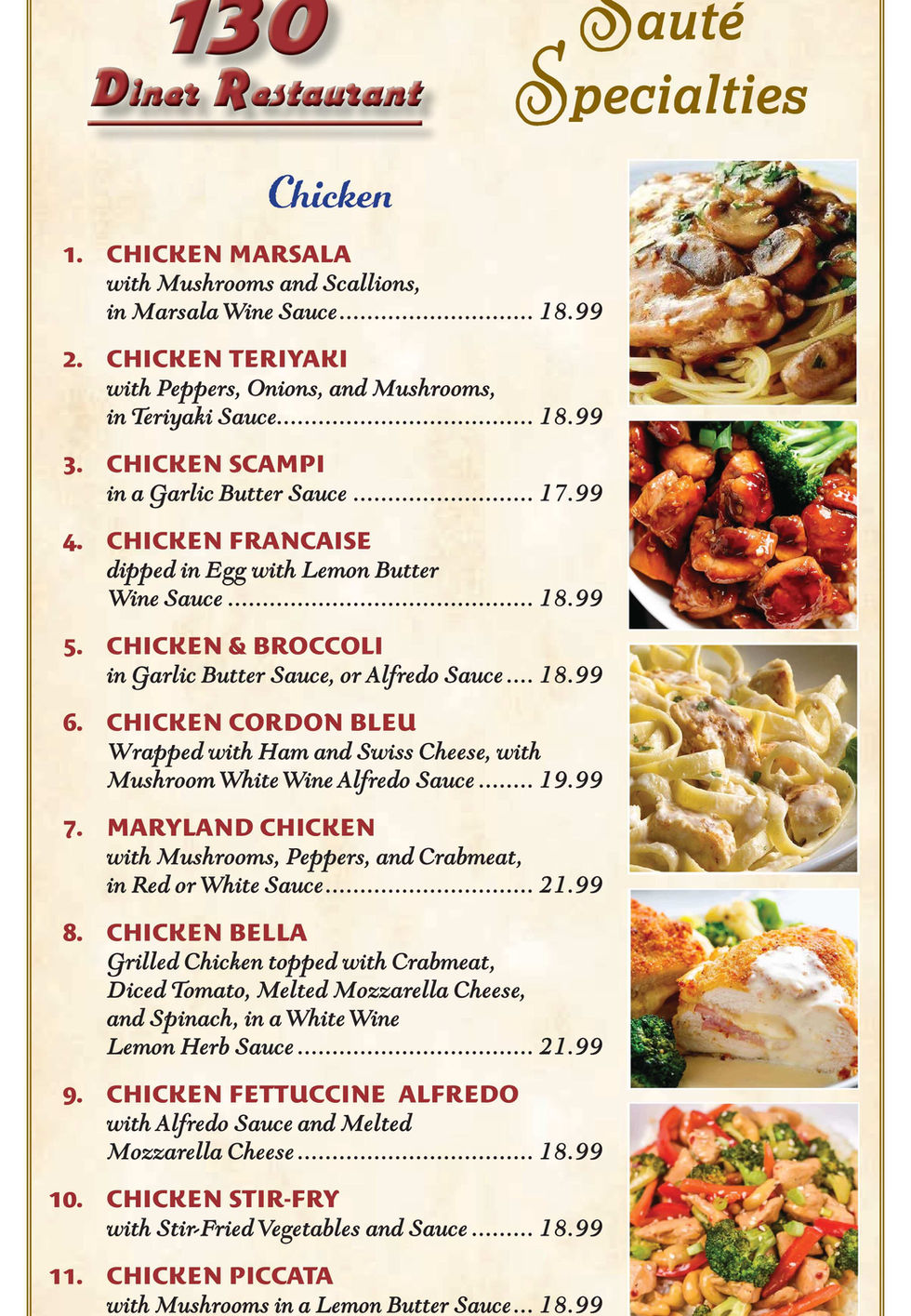 OUR MENU | Rt. 130 Diner