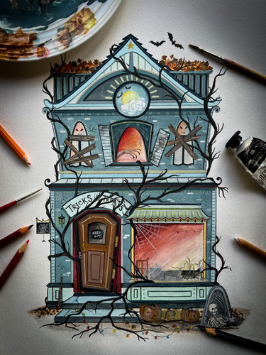 'Upside Down' Tricks & Treats shop Art Print | Zenti Designs