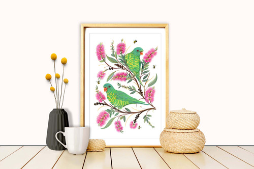 'Joy if off the Scale'- Scaly-breasted Lorikeets Art Print | Zenti Designs