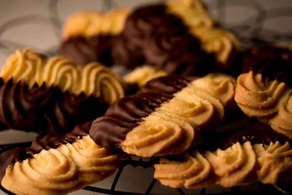 Viennese biscuits dipped in chocolate