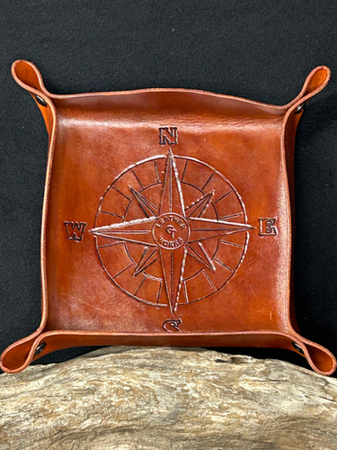 Leather Valet Tray | Leather Silver Stone