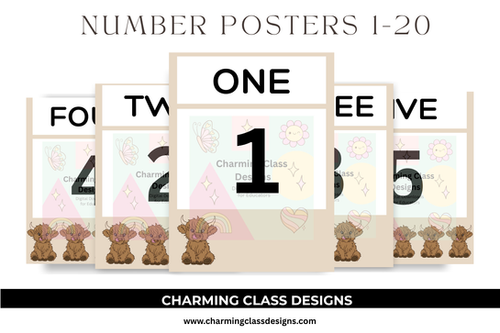 Sassy Cow | Number Posters 1-20 | Printed & Laminated | Charming Class ...