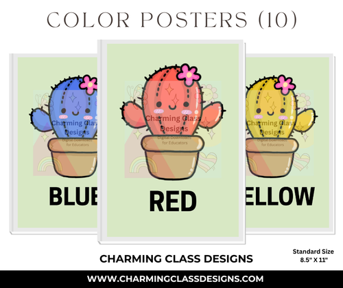 Cactus Charm | 10 Color Posters | Digital Download | Charming Class Designs