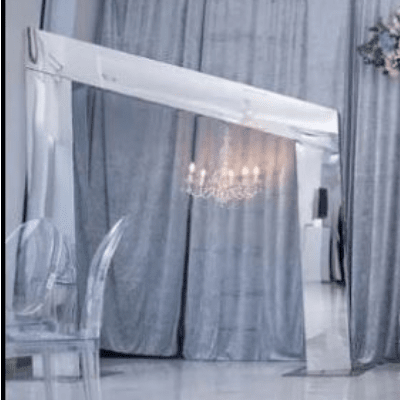 SILVER ACRYLIC GEOMETRIC ARCH 7'X4' (LEFT SIDE) | Rent4Parties