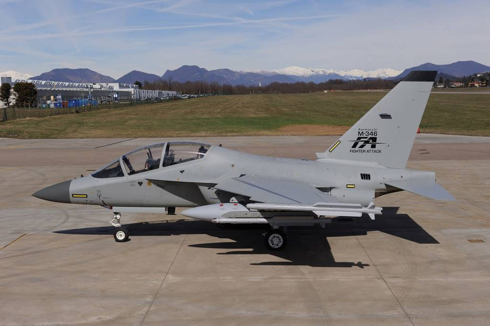 The maiden flight of the Leonardo M-346LFFA