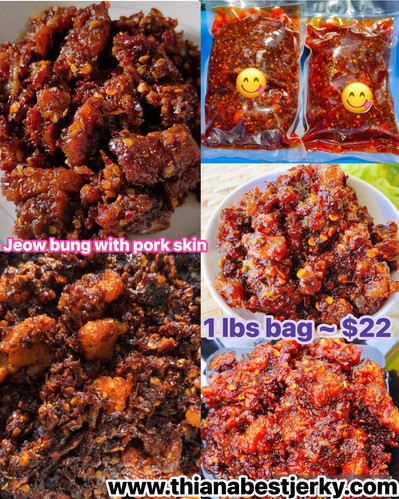 Red Jeow Bung With Pork Skin 500g | Thiana Best Jerky