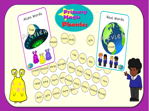 Phonics Real and Alien Word Sort Game 4 | Primary Magic