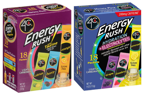 4C Energy Rush Carbonated Drink Powder- 18/40 Servings- 170-200mg ...