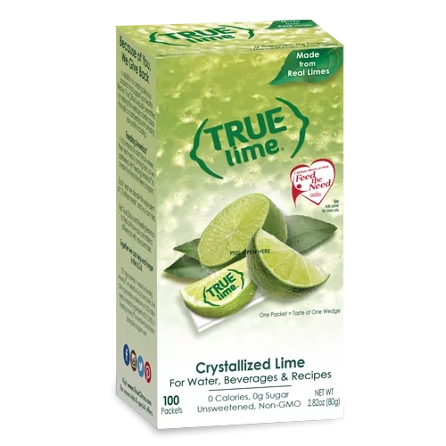 True Lime -Sugar Free Crystallized Natural Lime Drink Mix - 100 Packets ...