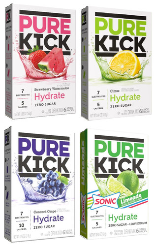 Pure Kick Hydrate - Sugar Free Drink Mix - 6 Servings - 4 Flavour ...