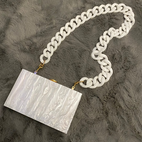 White Chunky Clutch Chain Strap | Wildflower