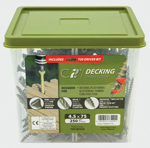 In-Dex Green Decking Screws 4.5 x 65mm Pk250 | Melbros