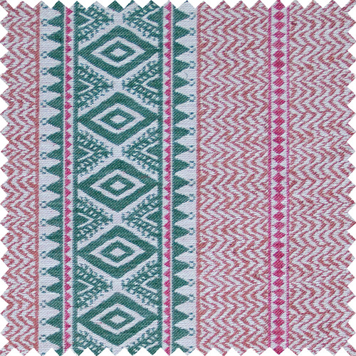 Swatch of Aztec Chevron Stripe in Emerald Magenta Terracotta | shop