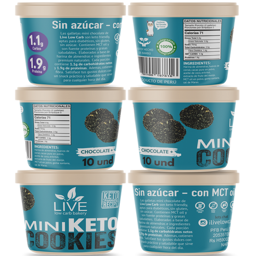 Mini Choco Keto Cookies sin gluten 10 unds en práctico y ecológico pote ...