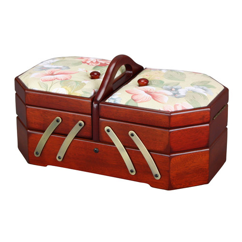 Cantilevered Wooden Sewing Box Haberdashery Basket Needlework Organizer ...