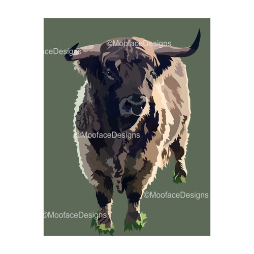 Thrifty Highland Cow Fabric Collage Pattern | Mooface Designs