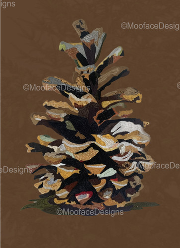 Pinecone (Large) Fabric Collage Pattern Novice Level 3 | Mooface Designs