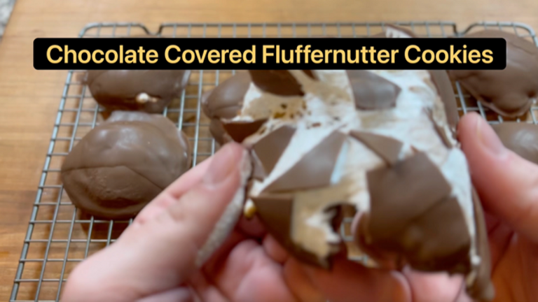 Chocolate Covered Fluffernutter Cookies