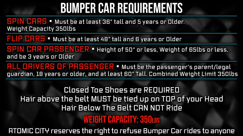 Bumper Car Restrictions | ATOMIC Paducah