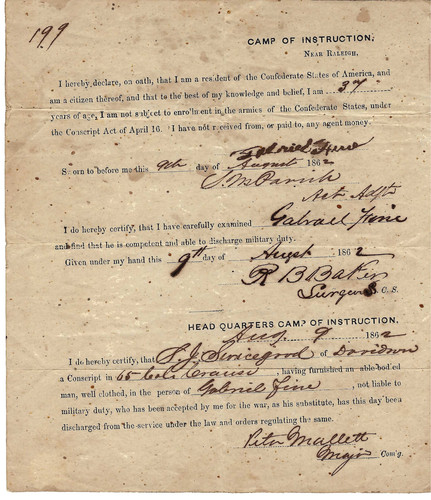 1862 Confederate Enlistment Doc North Carolina | Mysite