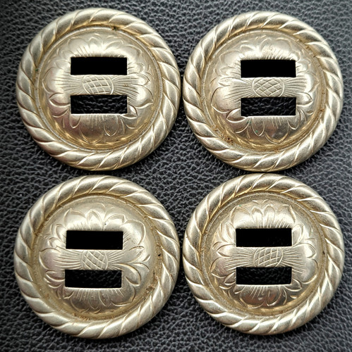 German Silver Stotted Conchos - Set of Four | Vibrantly Vintage