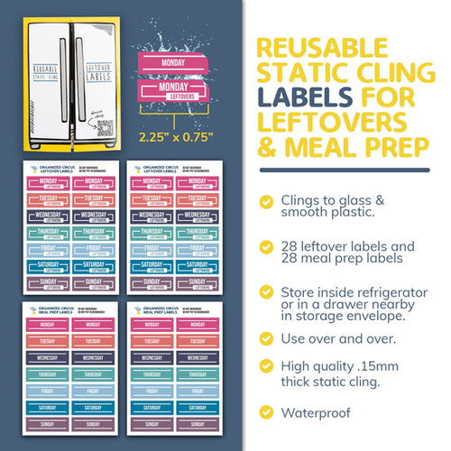 56 Reusable Refrigerator Labels for Leftovers and Meal Prep Containers ...