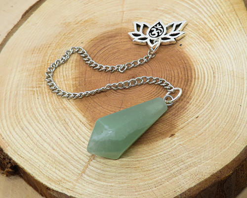 Aventurine Pendulum with a Lotus Flower Charm Top | Yourlifecore