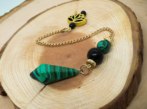 Malachite Pendulum with an Obsidian and Malachite | Yourlifecore