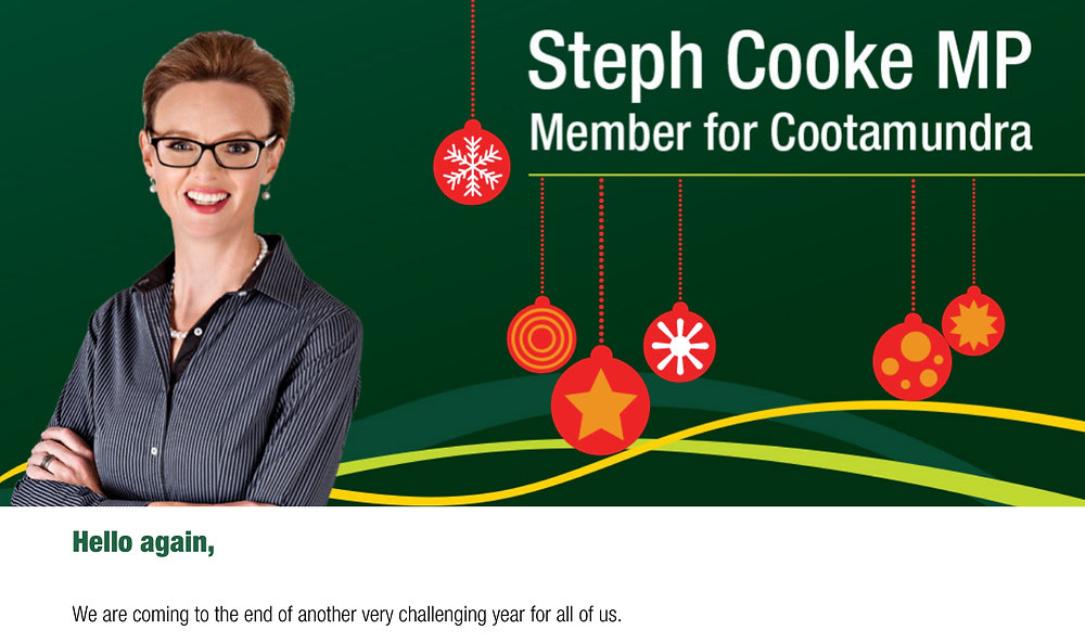 Steph Cooke MP - NEWSLETTER December 2021