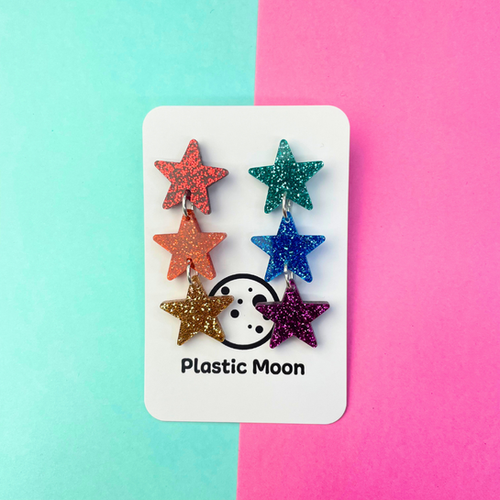 Multi Star Stud Drop - Rainbow | Plastic Moon