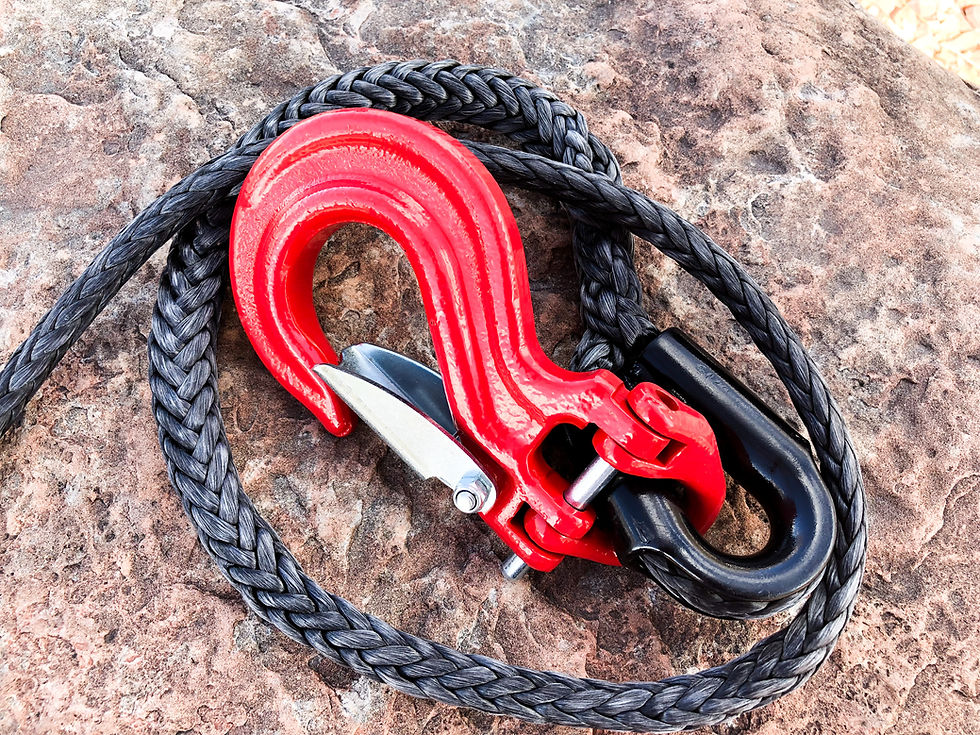 7/16" Black Pure Dyneema SK78 Winch Line w Protective Sleeve Gusset ...