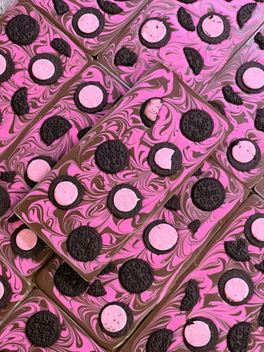 Hand Made Milk Chocolate Strawberry Oreo Block | Sweet Happiness