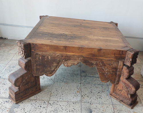 * Exotic Hindu Table from India, Heavy Hand Carved Legs, 51" square ...