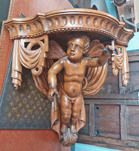 # Fabulous Antique Putti Corner Shelf, Exceptional Carving | Barbara's ...